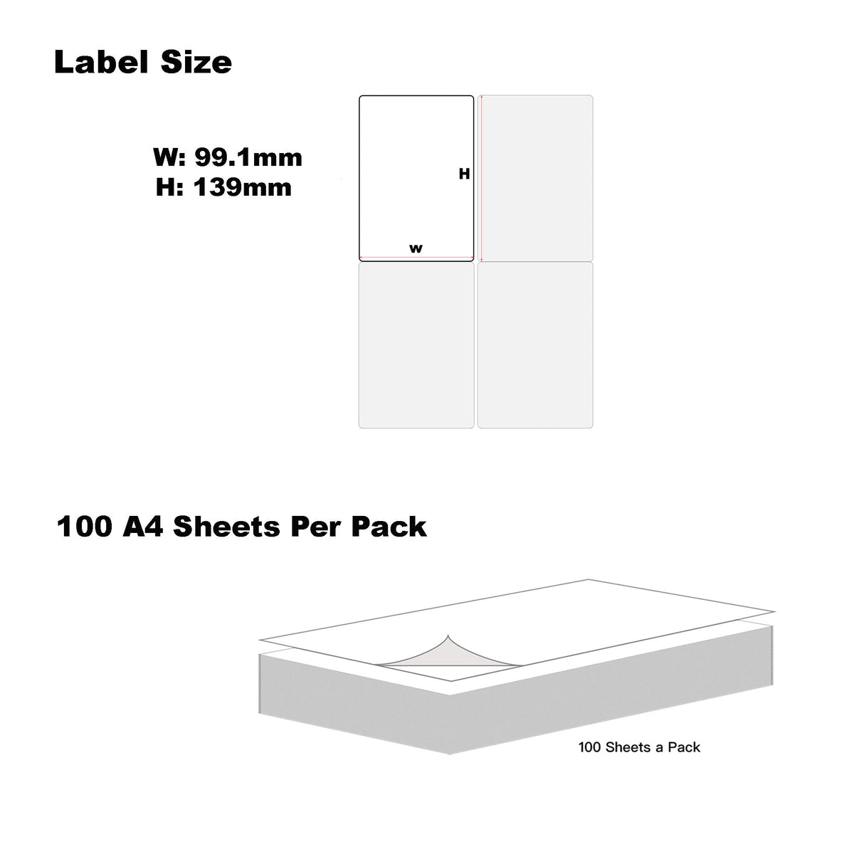 A4 Format 4UP Rectangle Labels self Adhensive Mailing Sticker Laser ...